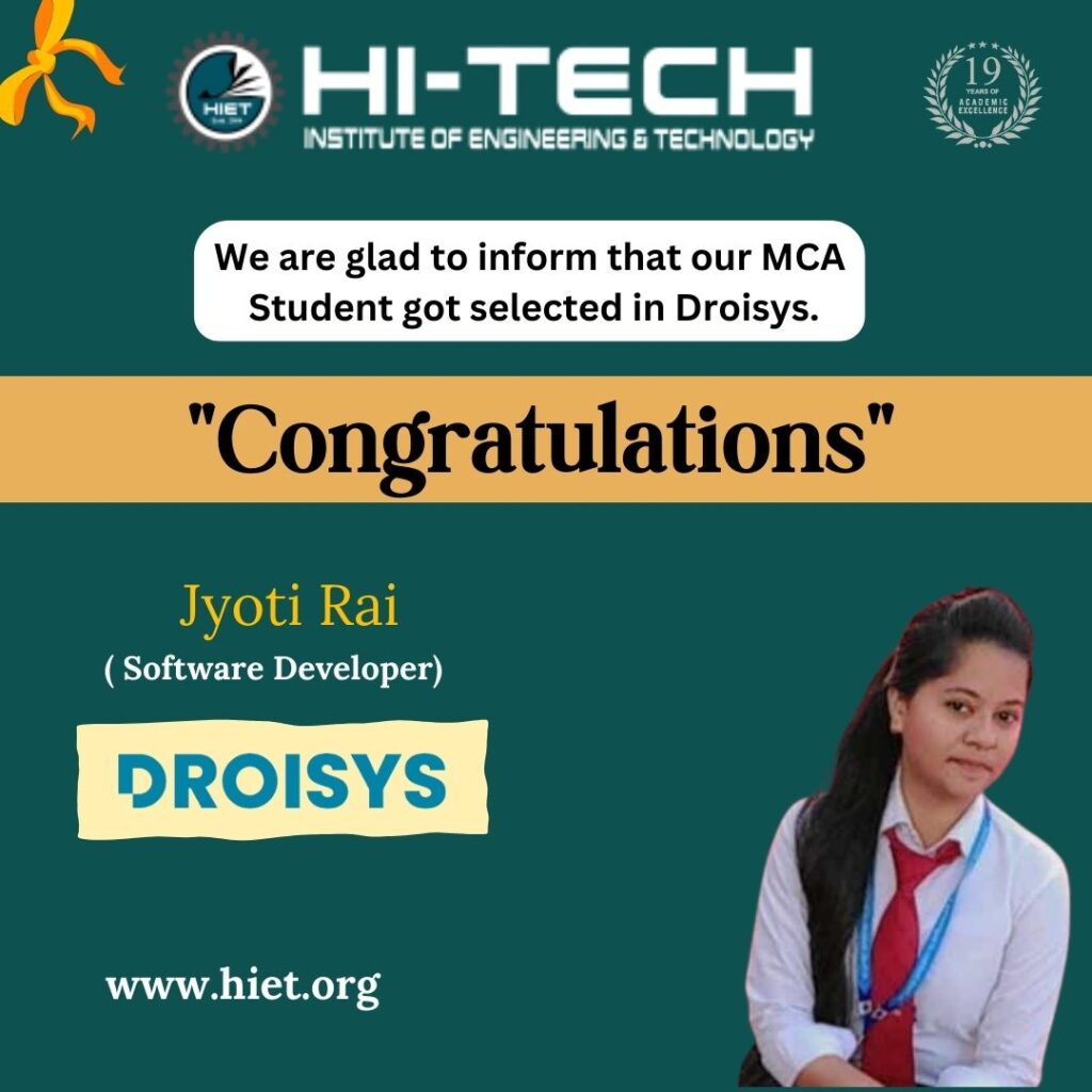 MCA students Placement in 2022-23 - HIET
